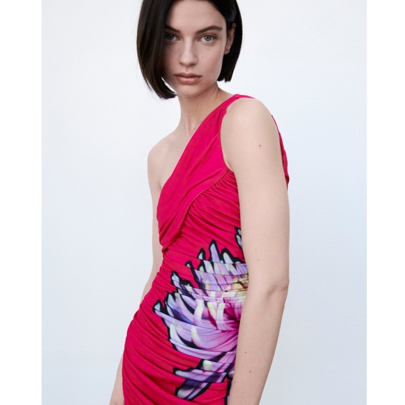 Zara | Dresses | Zara Side Flower Draped Dress | Poshmark